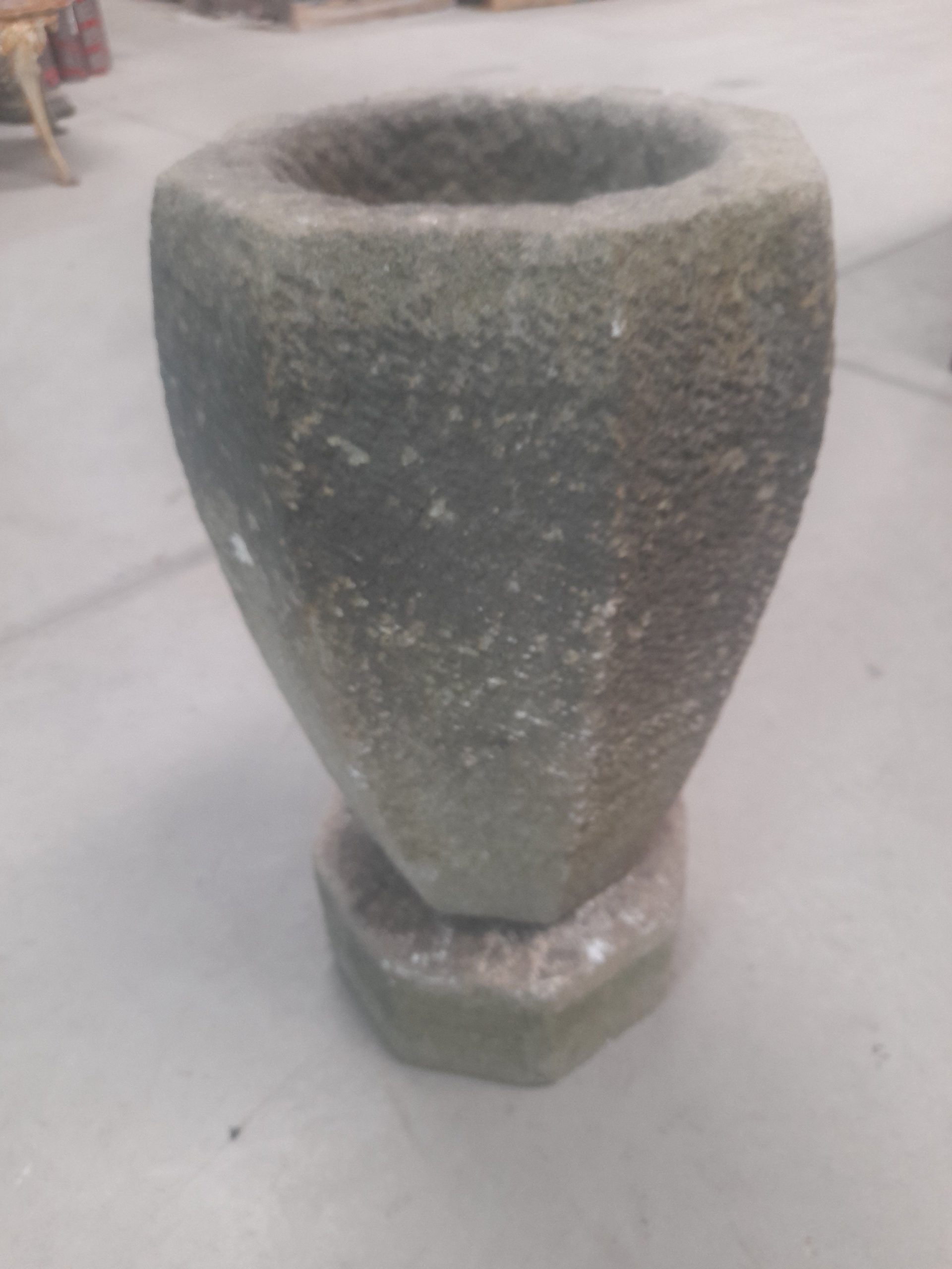 A Reclaimed Victorian York Stone Octagonal Vessel / Planter on Plinth ...