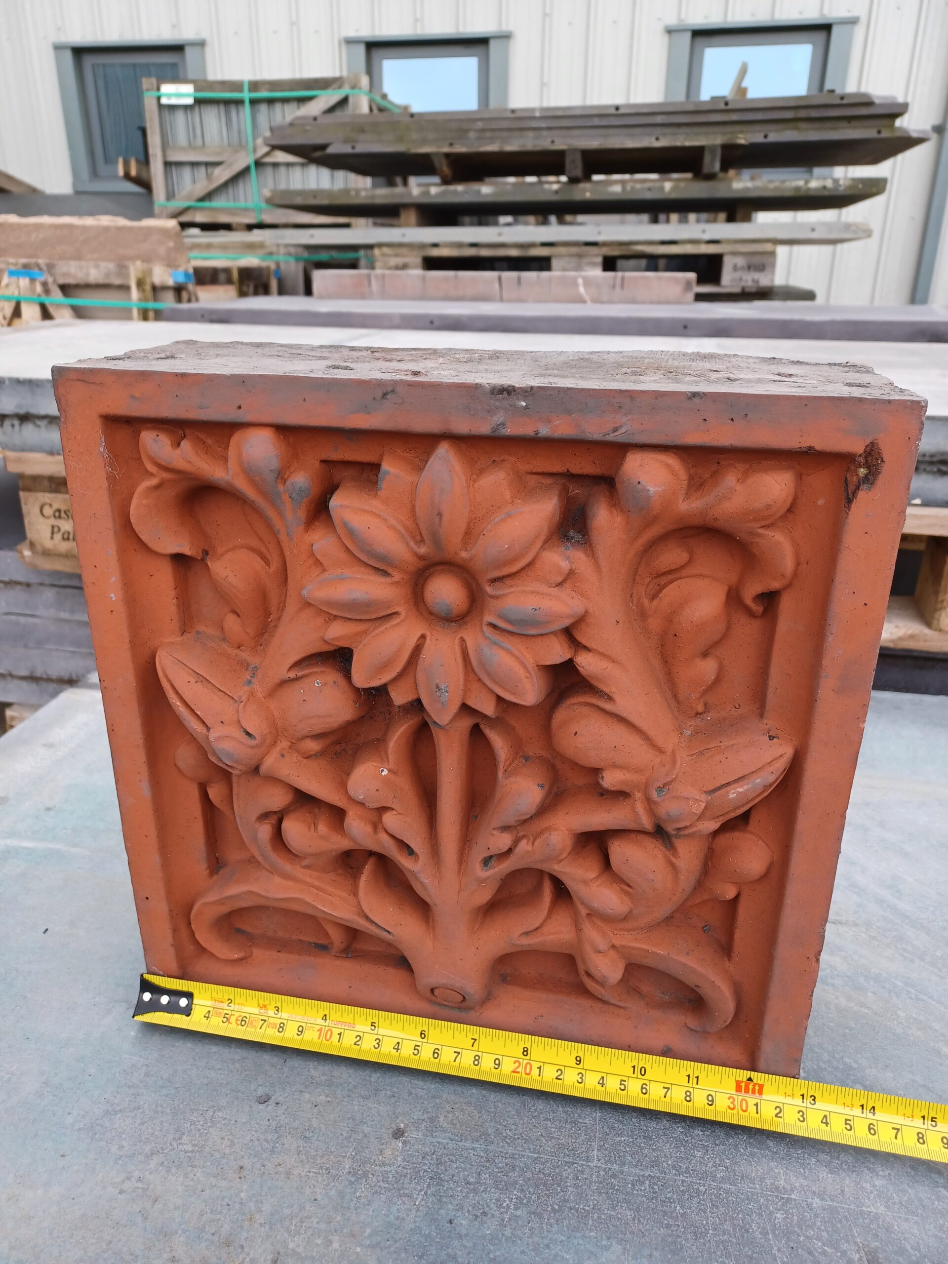 Set Of 9 Reclaimed Large Decorative Floral Red Clay Brick Plaques ...