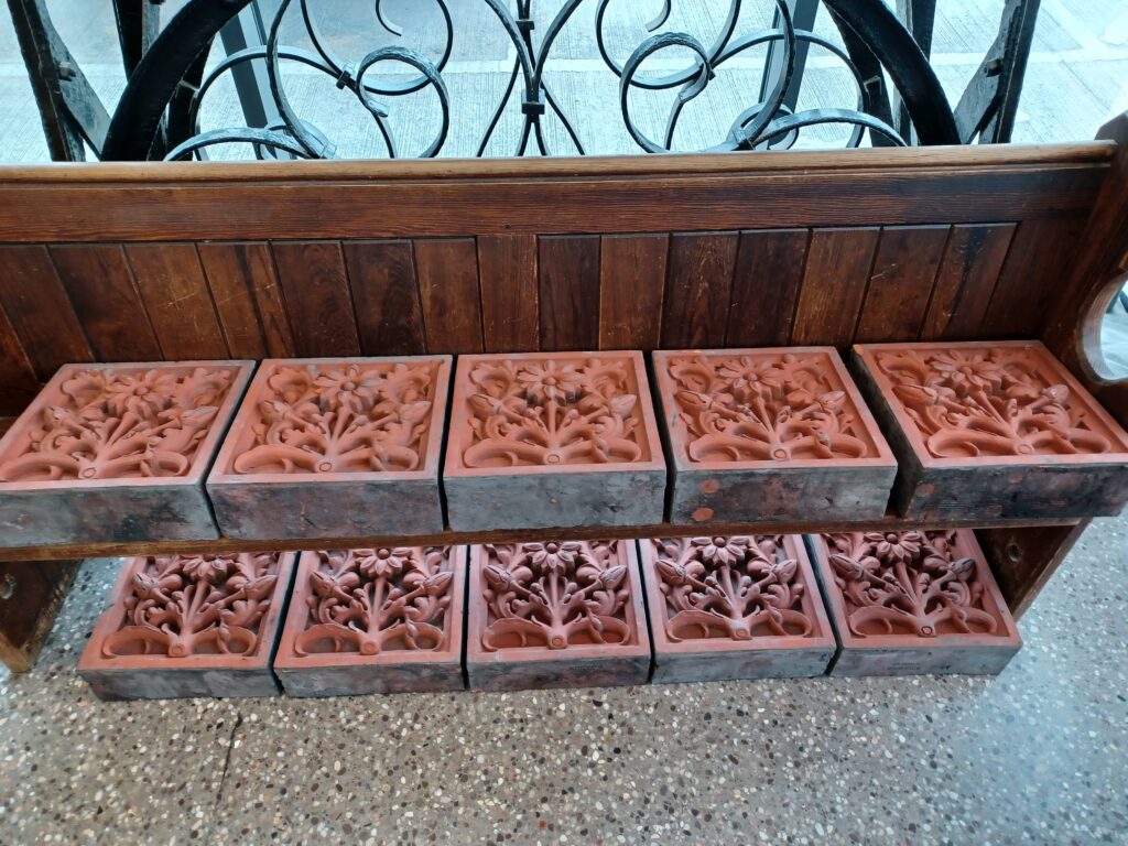 Set Of 10 Reclaimed Large Decorative Floral Red Clay Brick Plaques ...