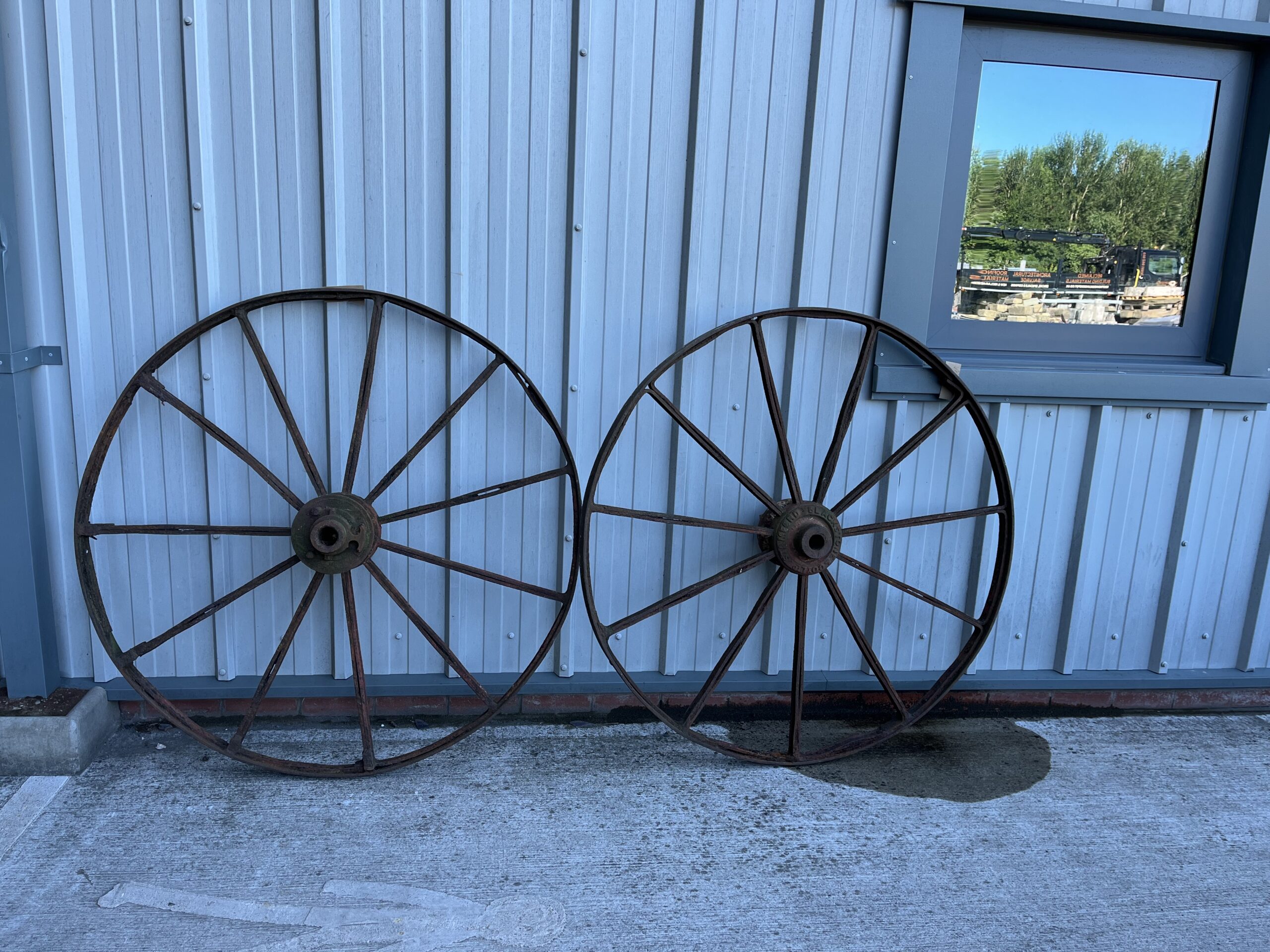 Large Pair Of Cast Iron Vintage Antique Wagon Wheels - 52" Dia ...