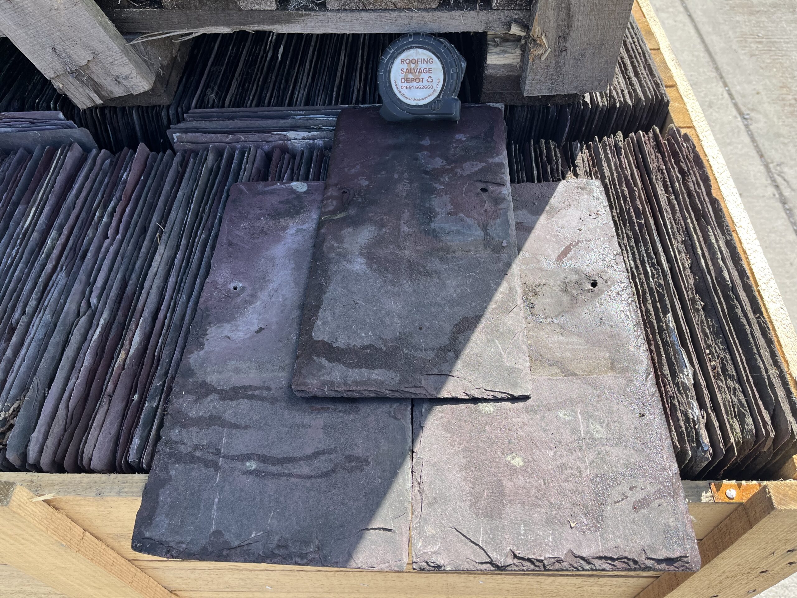 Reclaimed Batch Of 8000 14x7 Welsh Penrhyn Purple Slate - Roofing and Salvage Depot