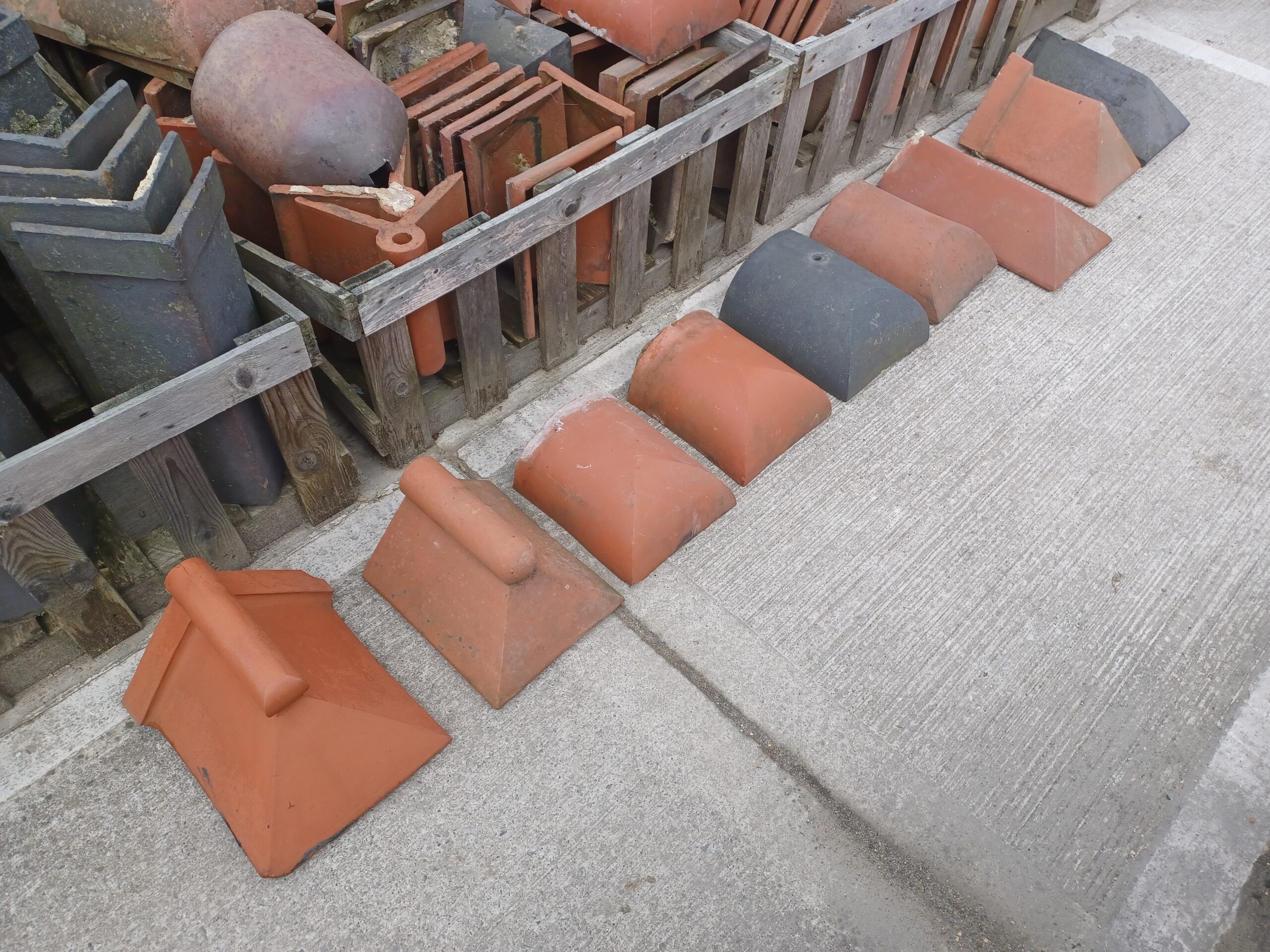 Reclaimed Clay Roofing Ridge Block Stop Hip End Half Round Angled ...