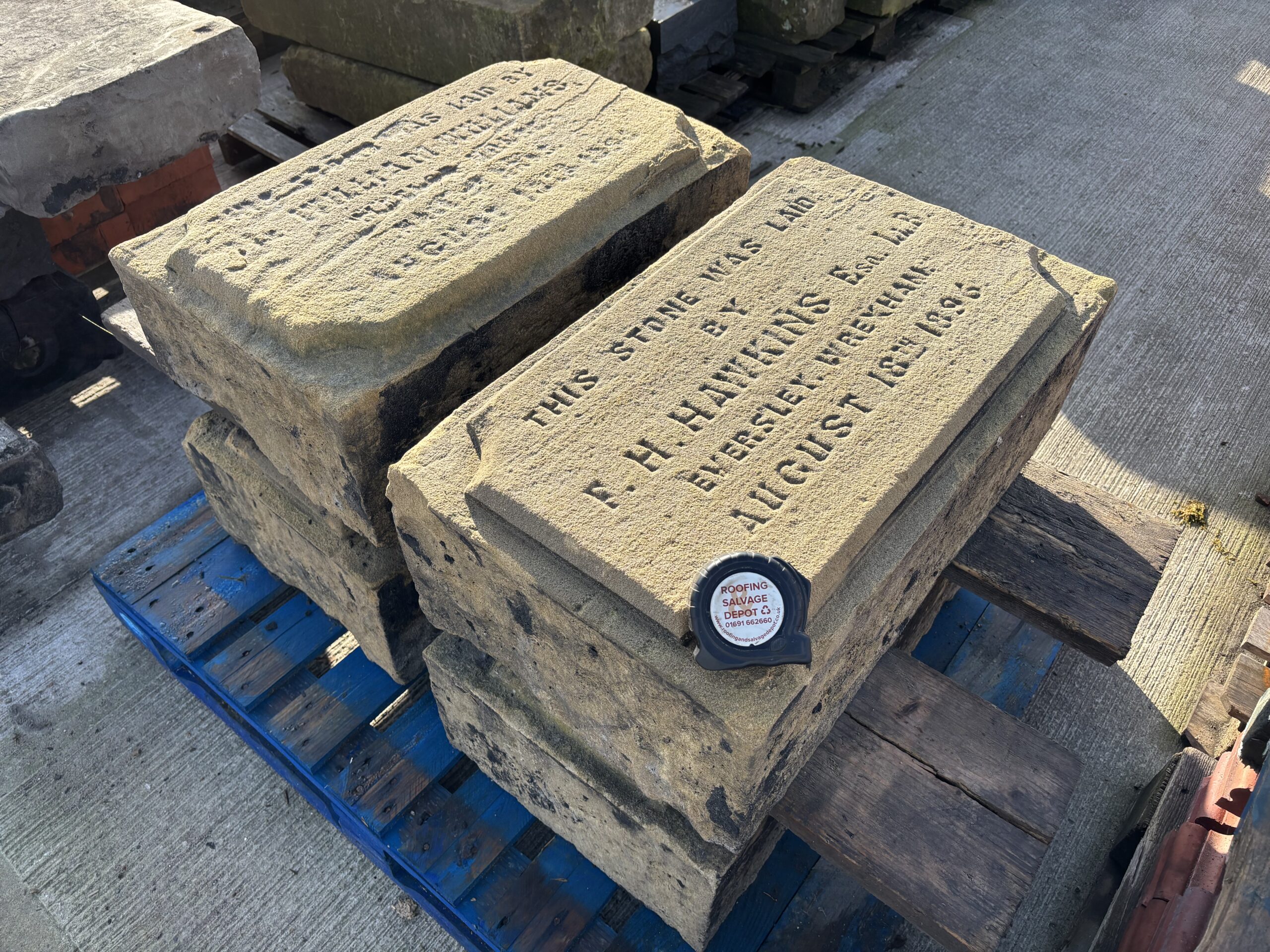 Reclaimed Pair Of Large Victorian York Stone Date Header Stones ...