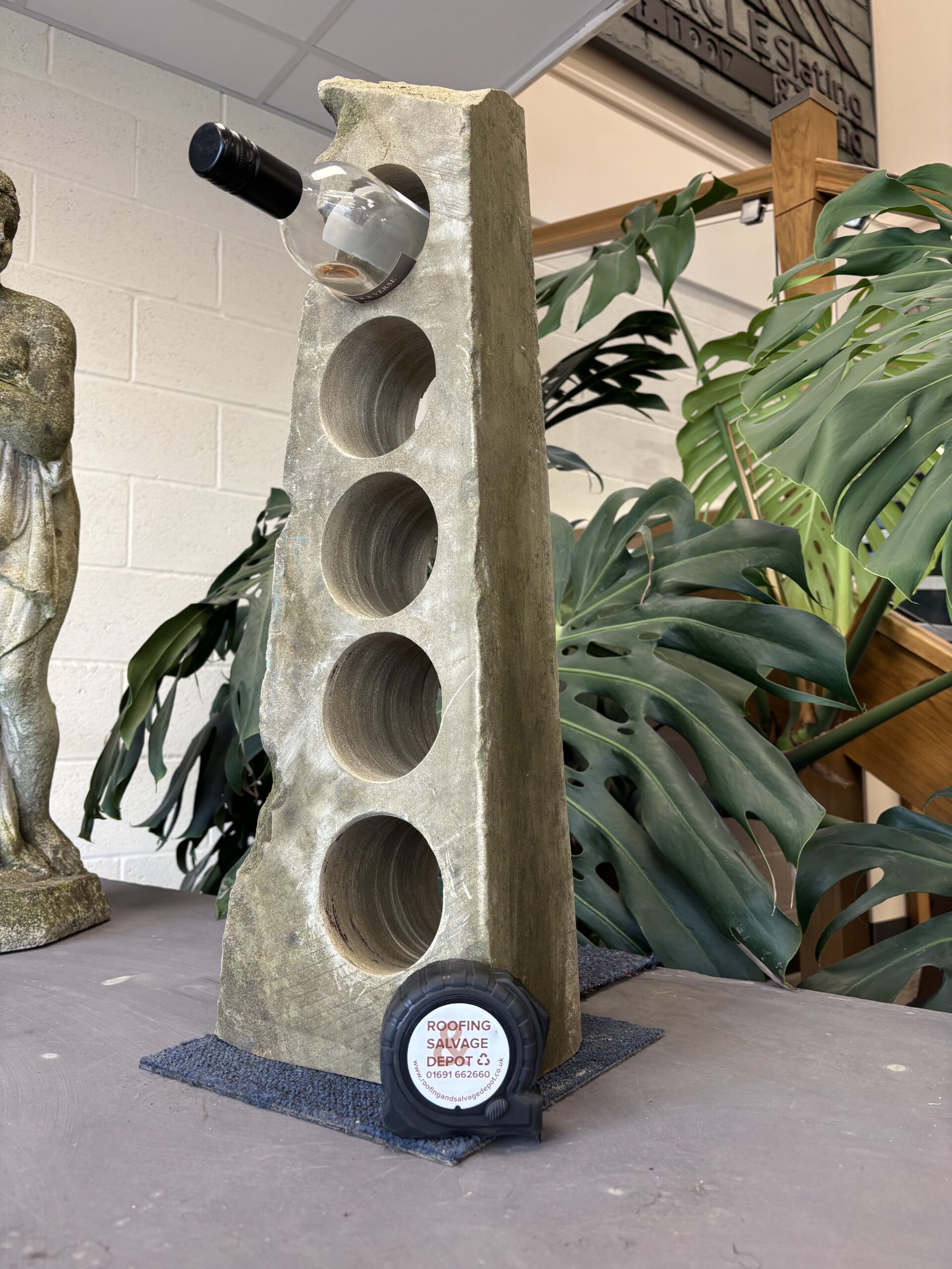 Reclaimed Stone 5 Holed Wine Rack 28" High - Roofing and Salvage Depot