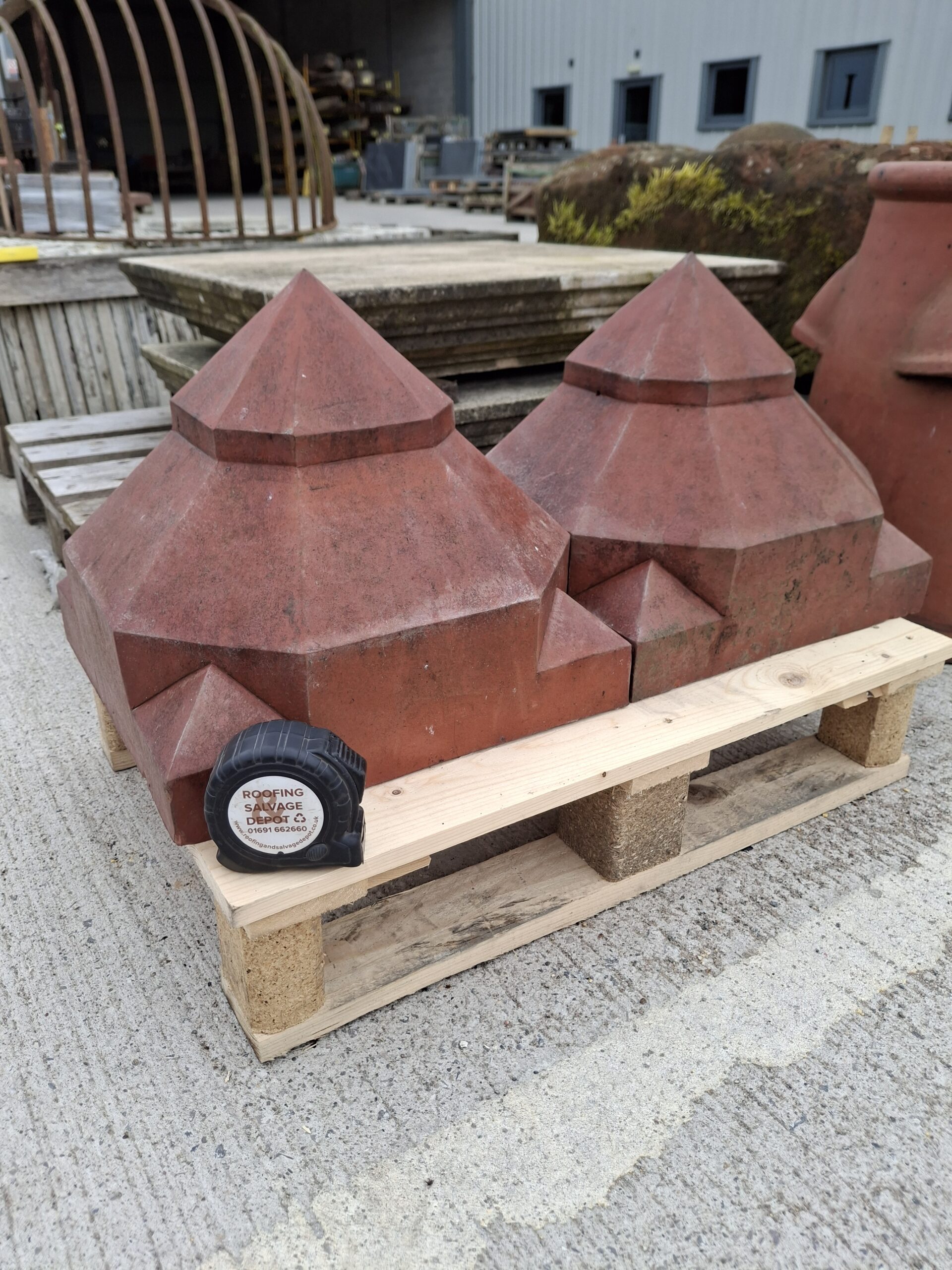 Reclaimed Pair Dennis Ruabon Red Clay Pier Caps Toppers 13.75 ...