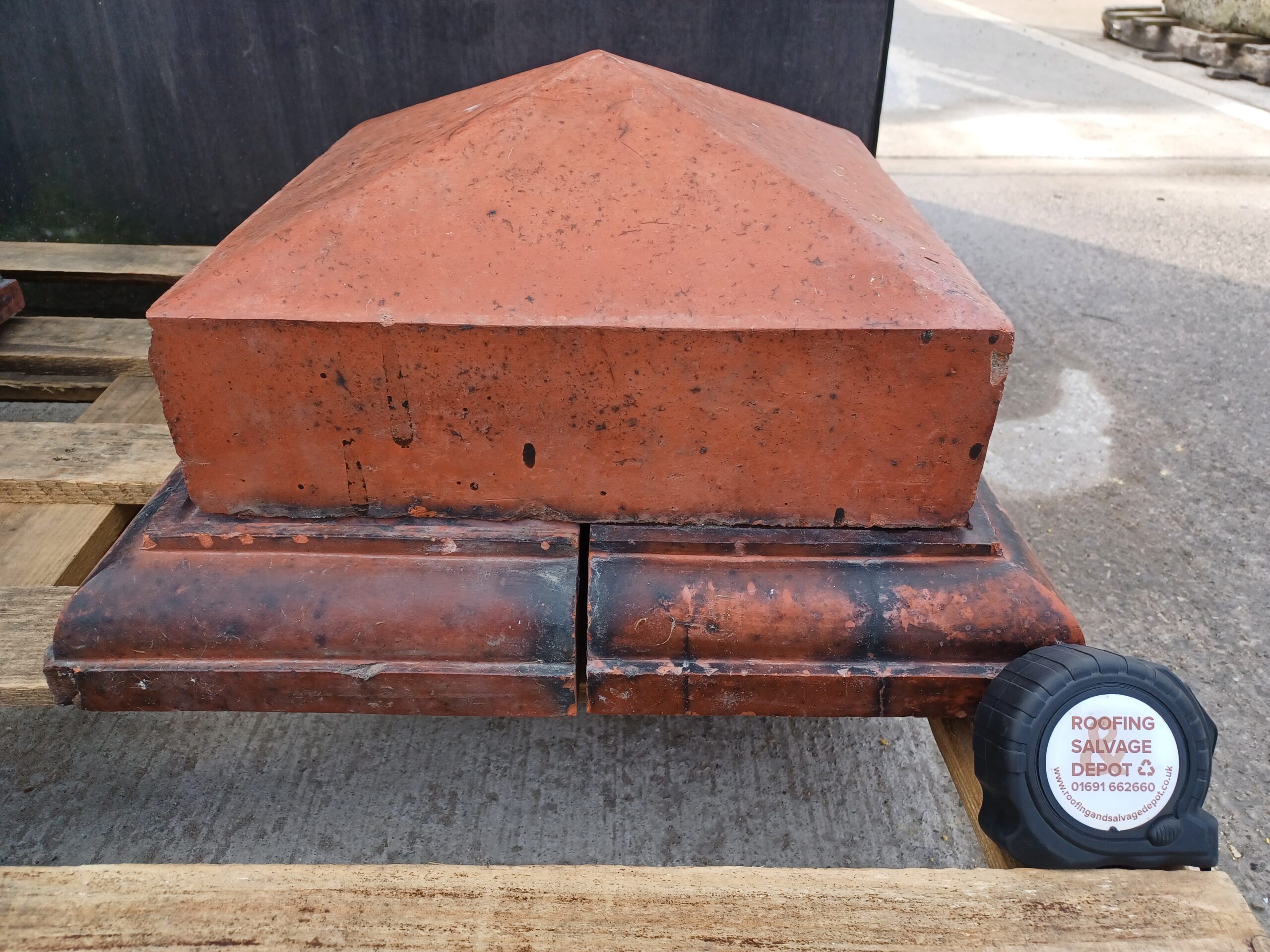 Reclaimed Pair Dennis Ruabon Red Clay Pier Caps Toppers 18" - Roofing ...