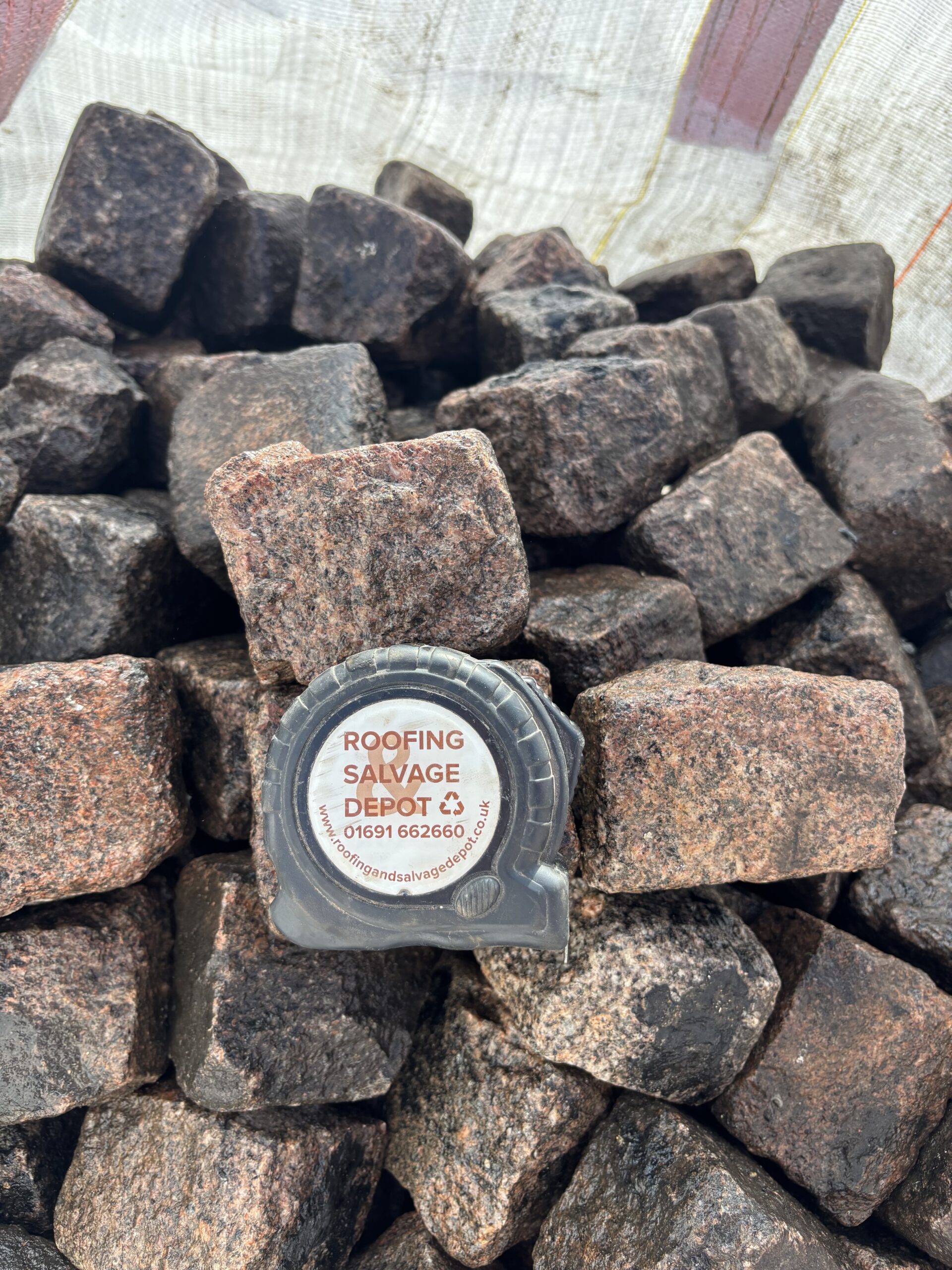 Reclaimed 4” x 3” Pink Granite Mini Cobbles Per Bulk Bag - Roofing and ...