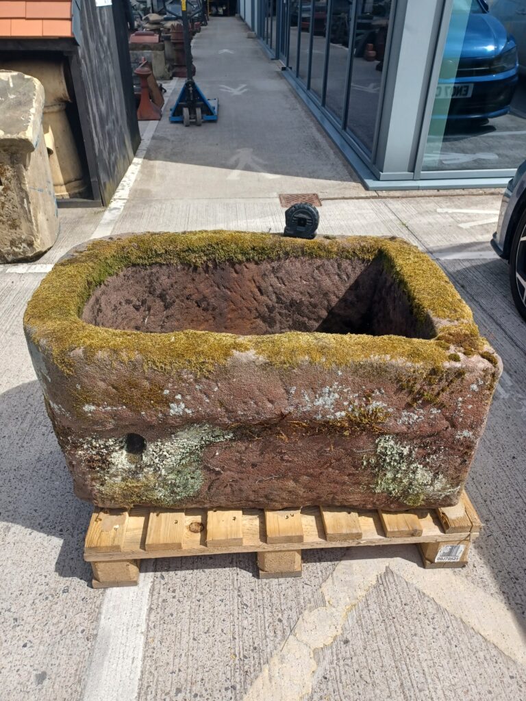 Reclaimed Superb Large Red Stone D Shape Curved Trough Planter 35″ Long ...