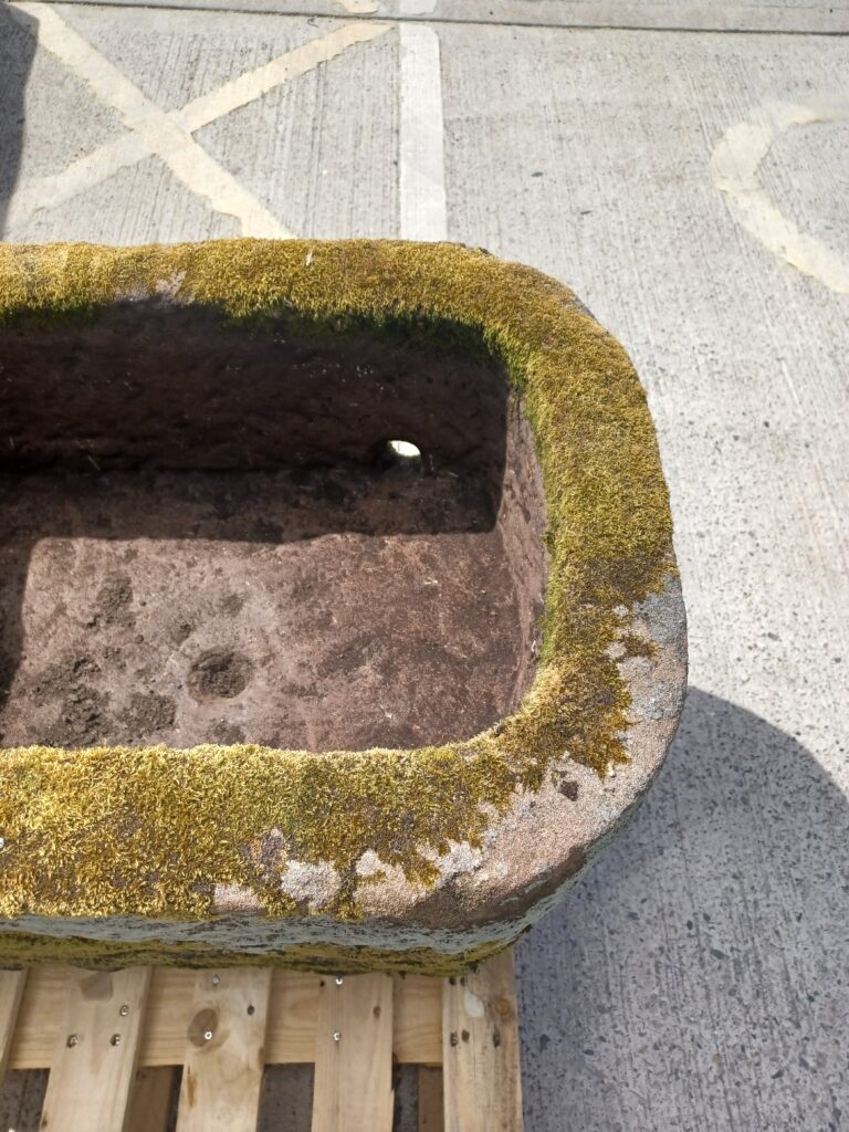 Reclaimed Superb Large Red Stone D Shape Curved Trough Planter 35″ Long ...