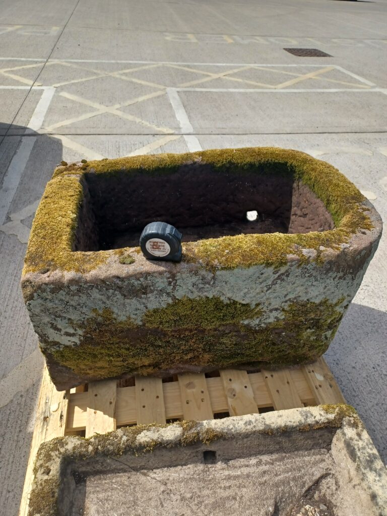 Reclaimed Superb Large Red Stone D Shape Curved Trough Planter 35″ Long ...